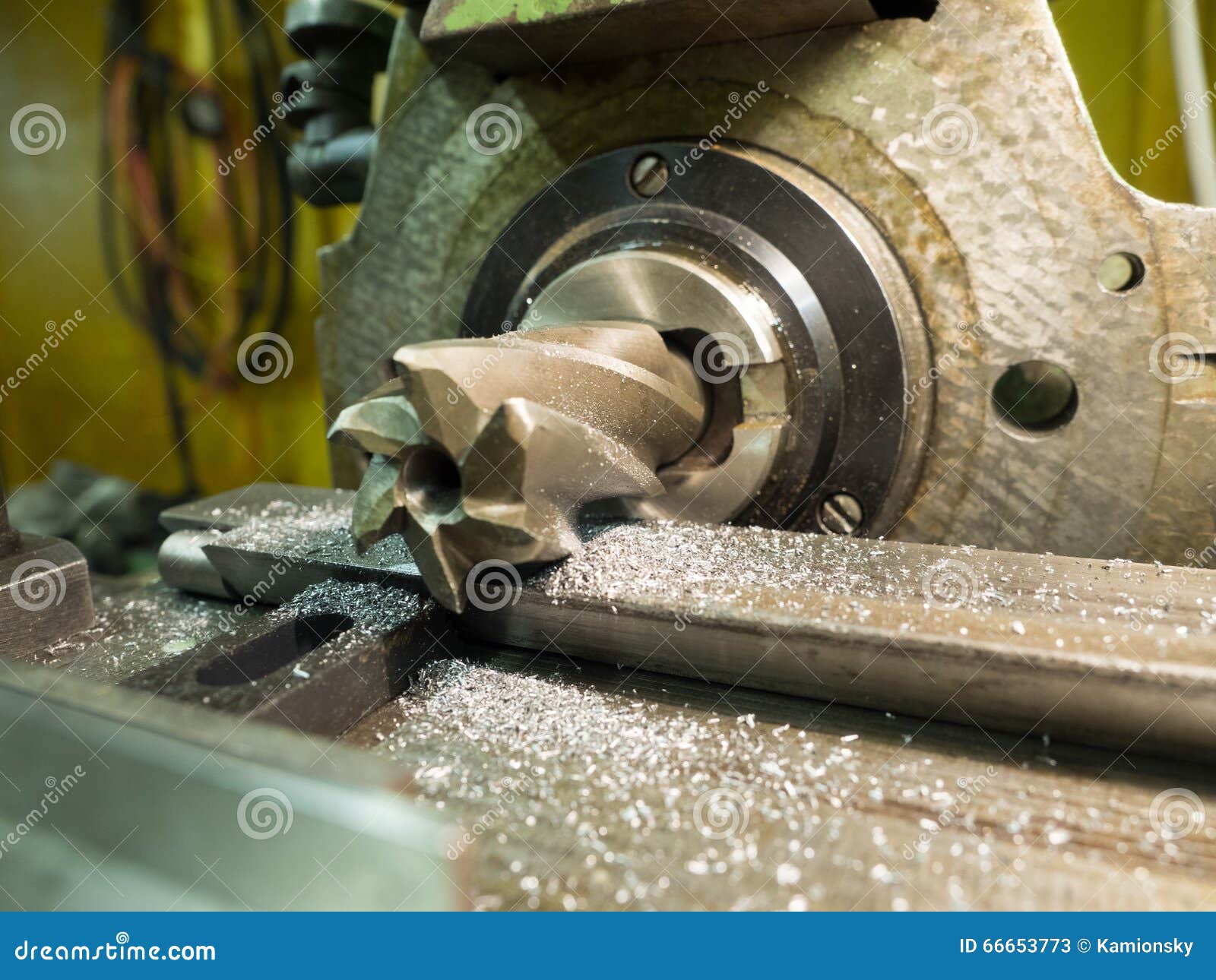 Old Geen Milling Machine, Closeup, Metalworking Stock Image - Image of ...