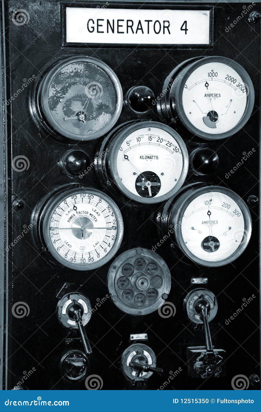 Old Generator Dials stock photo. Image of switches, meter - 12515350