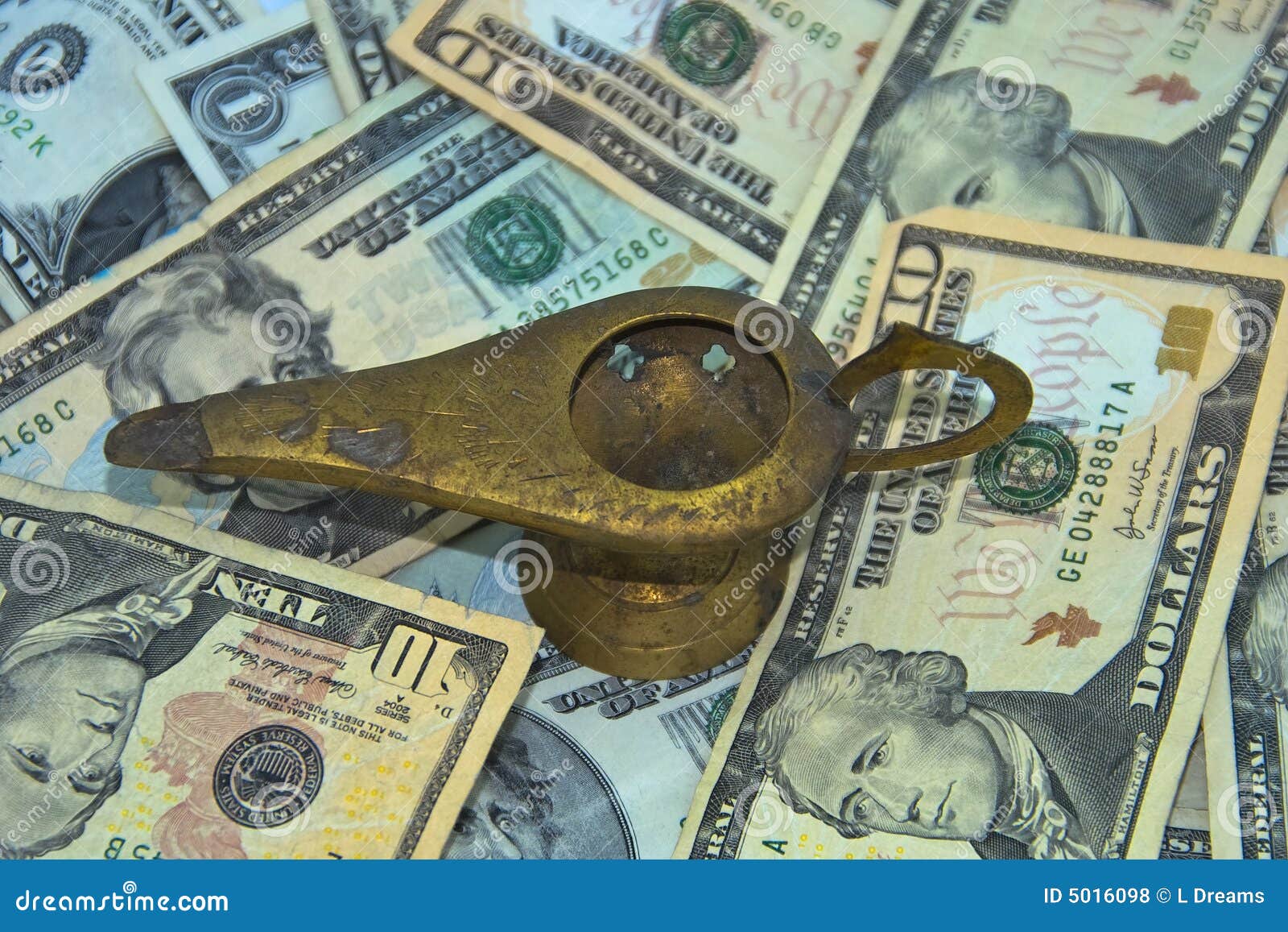 Old Genie Lamp Money stock photo. Image of djin, cash - 5016098