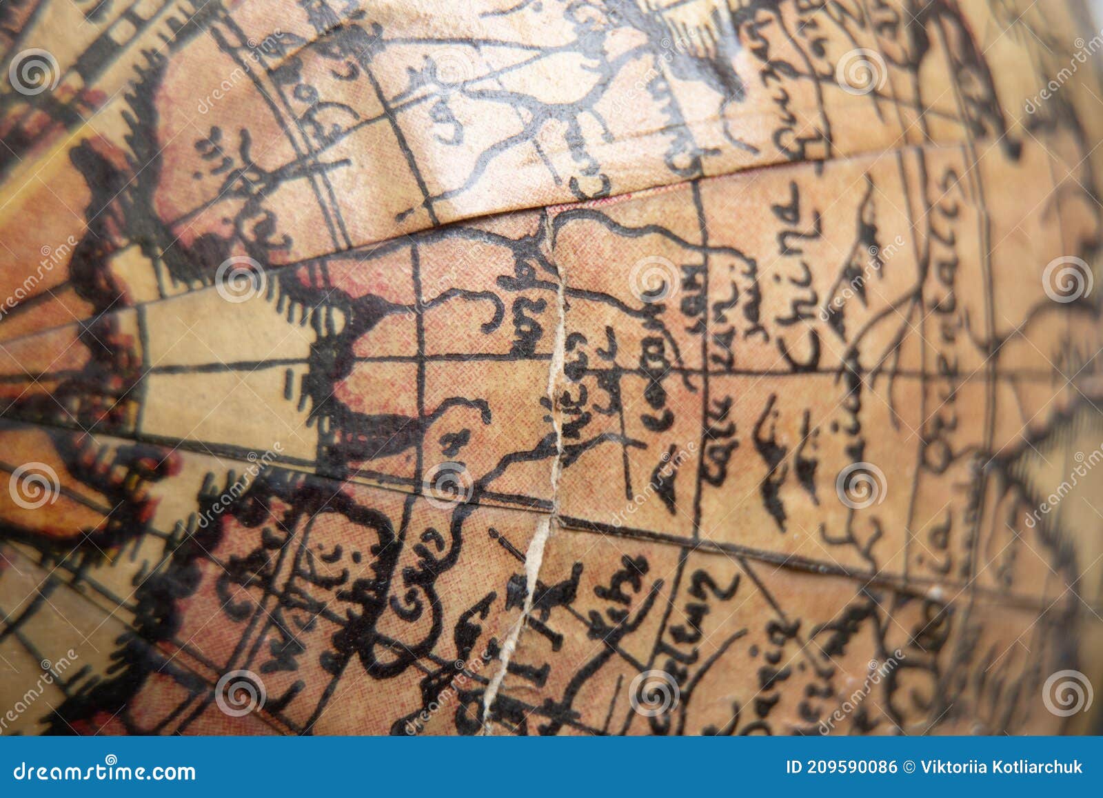 Old Geological Map on the Globe Macro Stock Photo - Image of nature ...