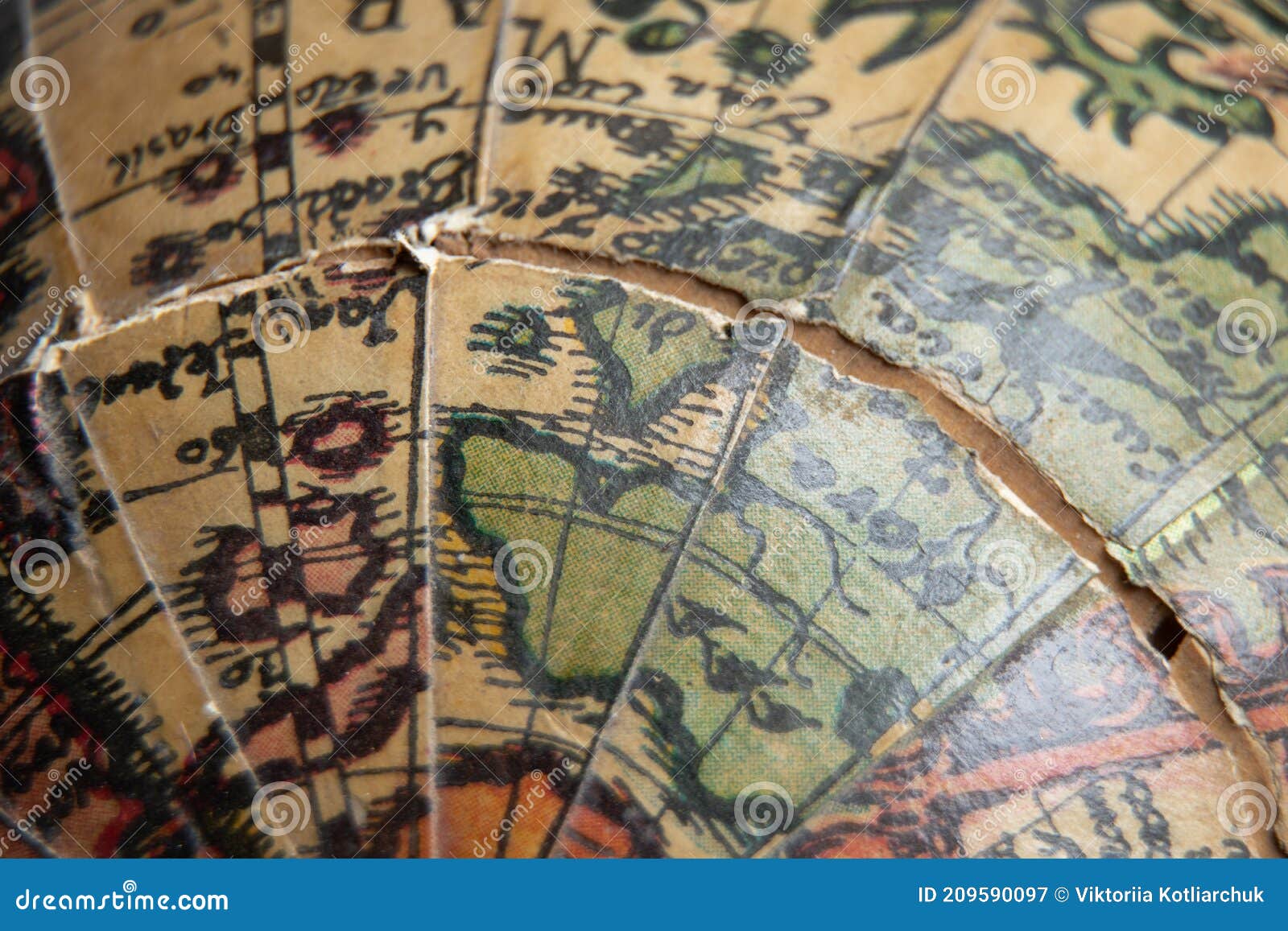 Old Geological Map on the Globe Macro Stock Image - Image of location ...