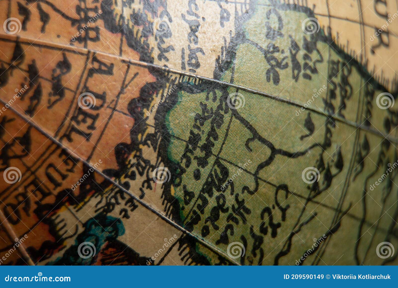 Old Geological Map on the Globe Macro Stock Image - Image of land ...