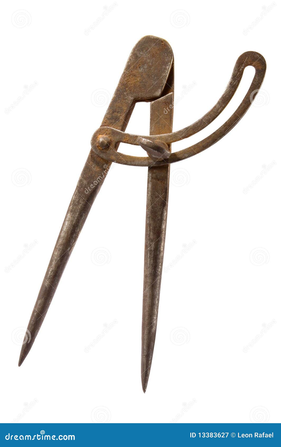 Old Geometry Compass Isolated with Clipping Path Stock Image - Image of ...