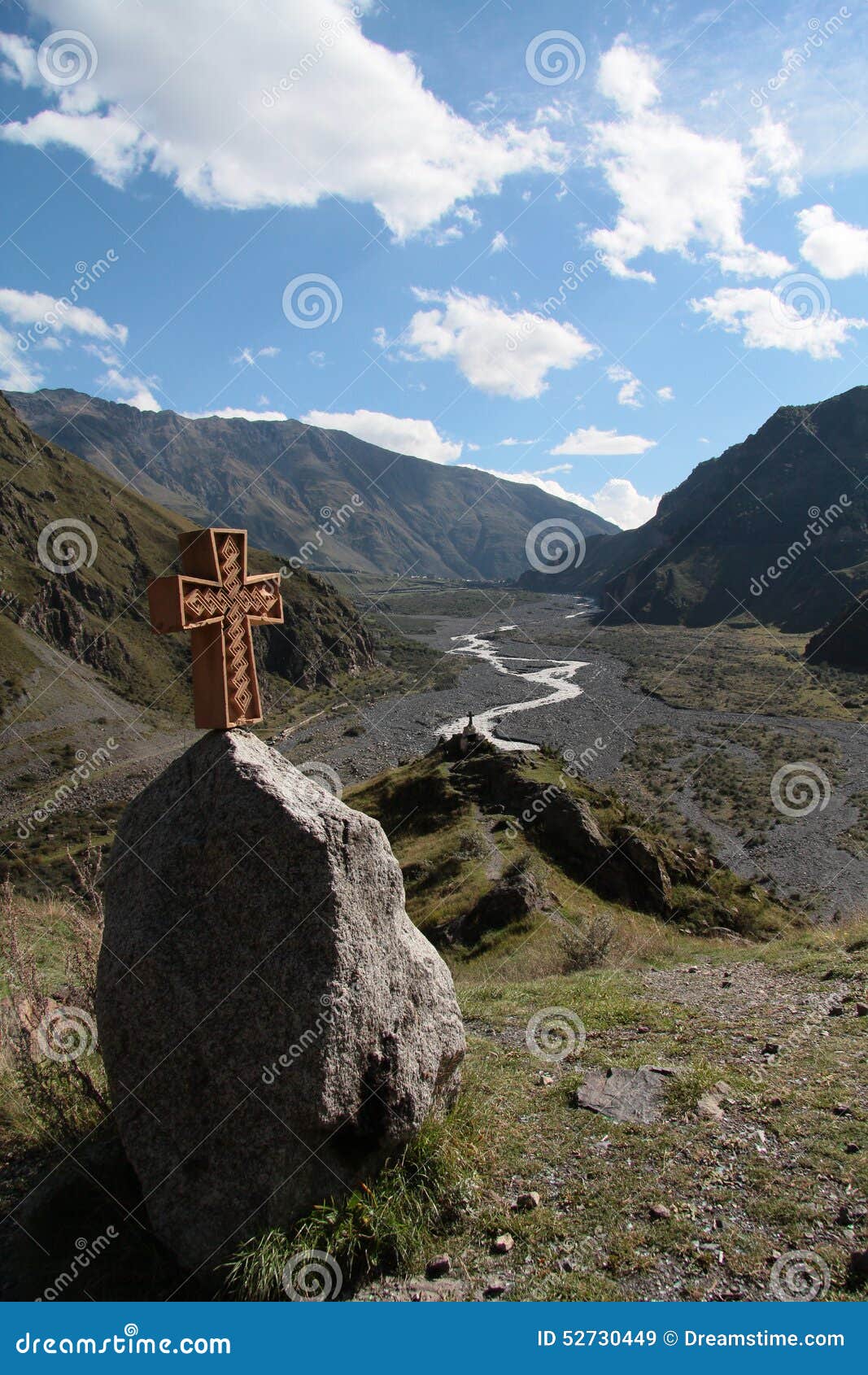 Old Georgian Cross in Front of a Valley Stock Image - Image of cross ...