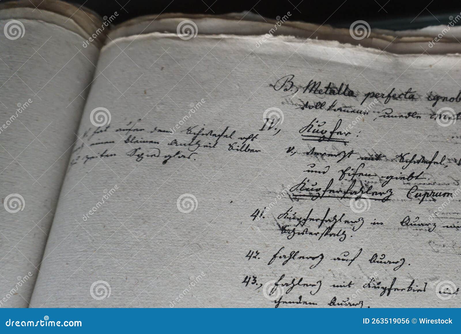 Old German Book with Handwriting in the Museum Stock Photo - Image of ...