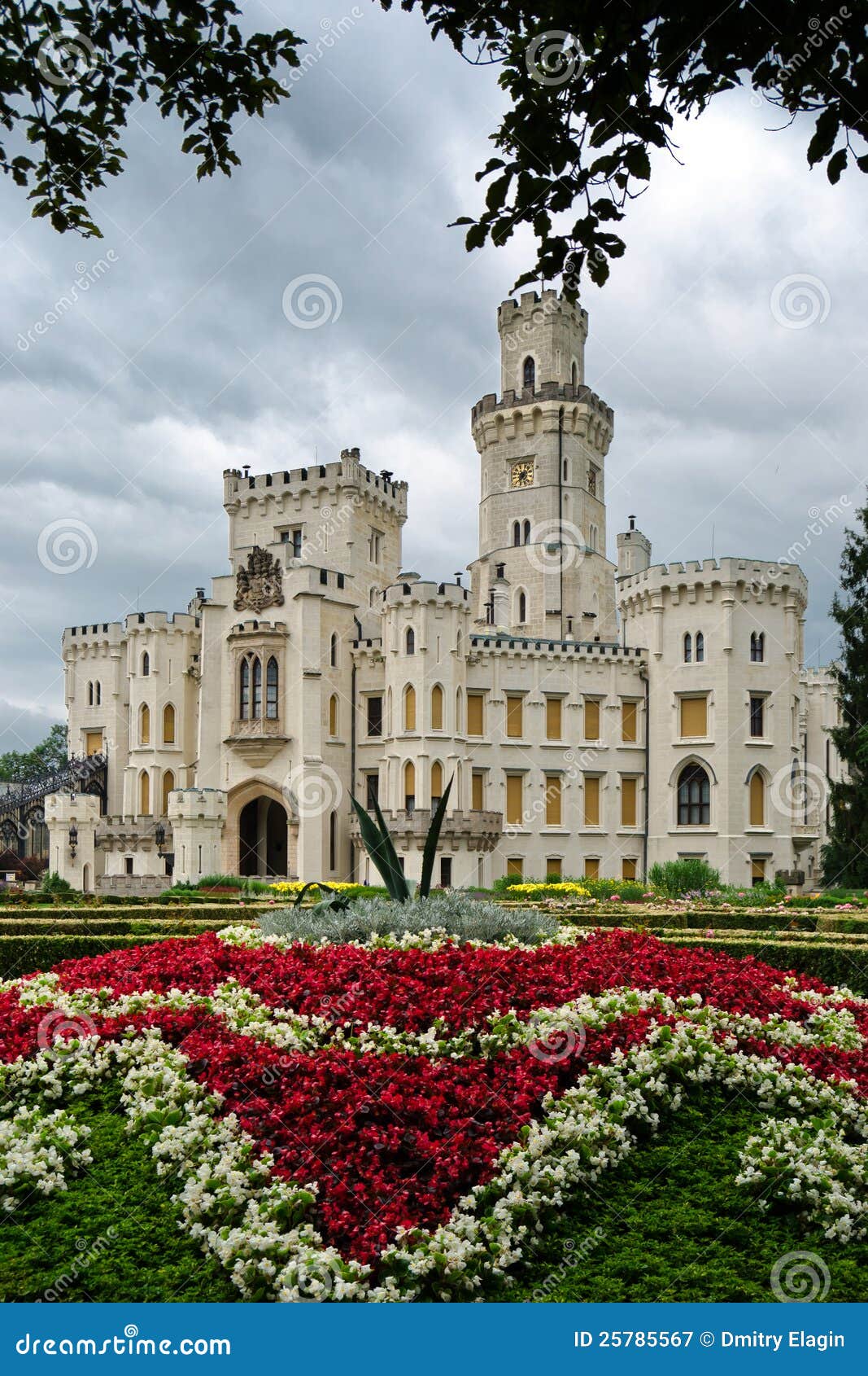 Old German Castle with Flower Bed Stock Image - Image of gate ...