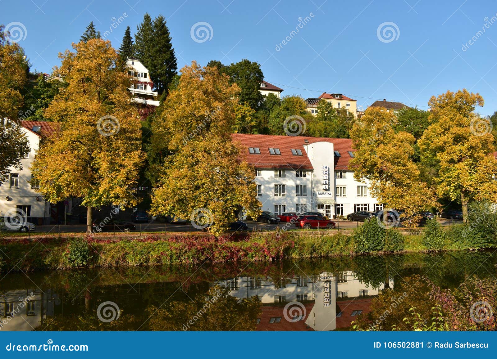 German Cityscape Of Historic Donauworth With Churches By Dusk Stock ...
