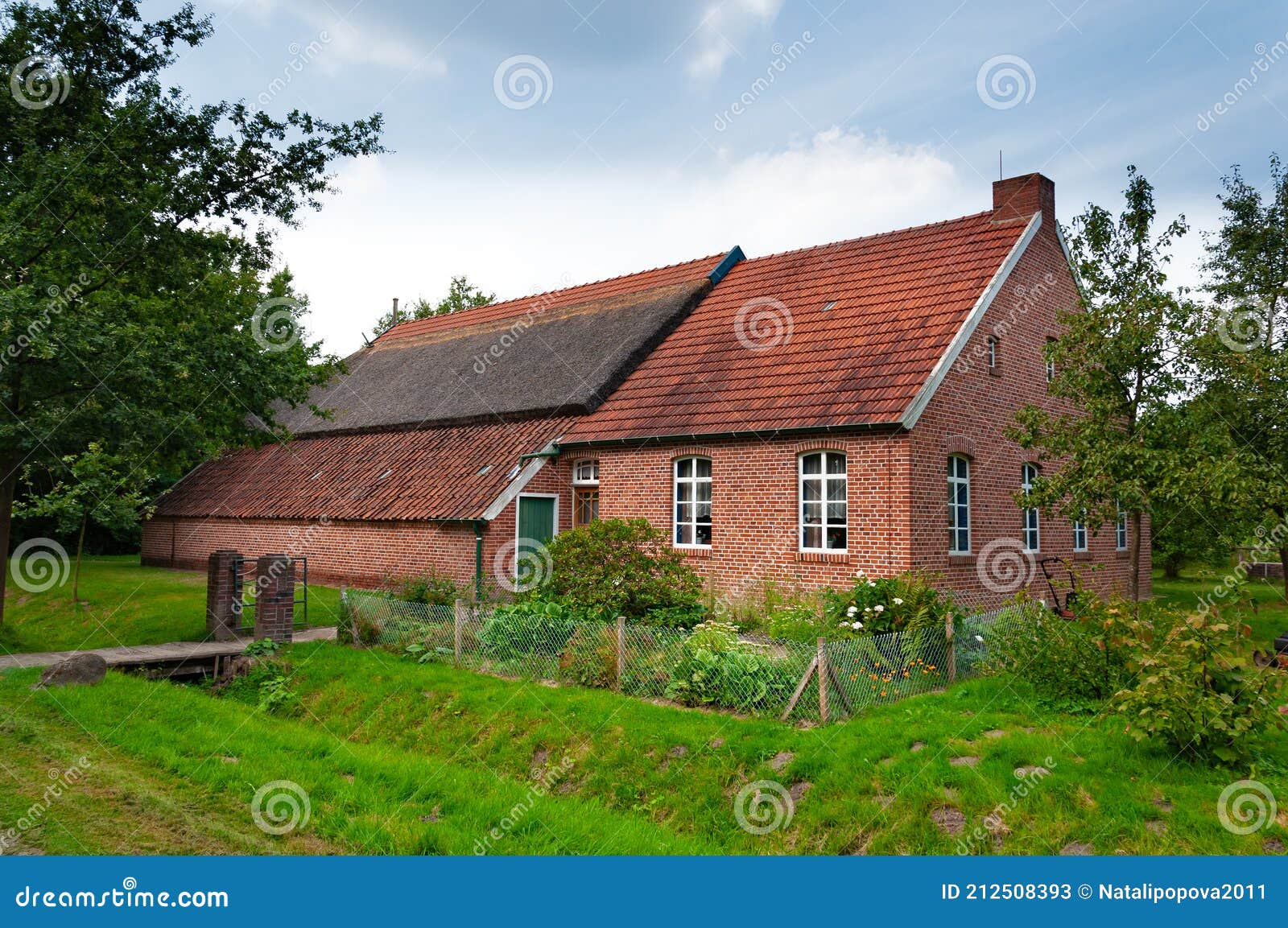 Old German Country Red House Stock Image - Image of horizontal, home ...