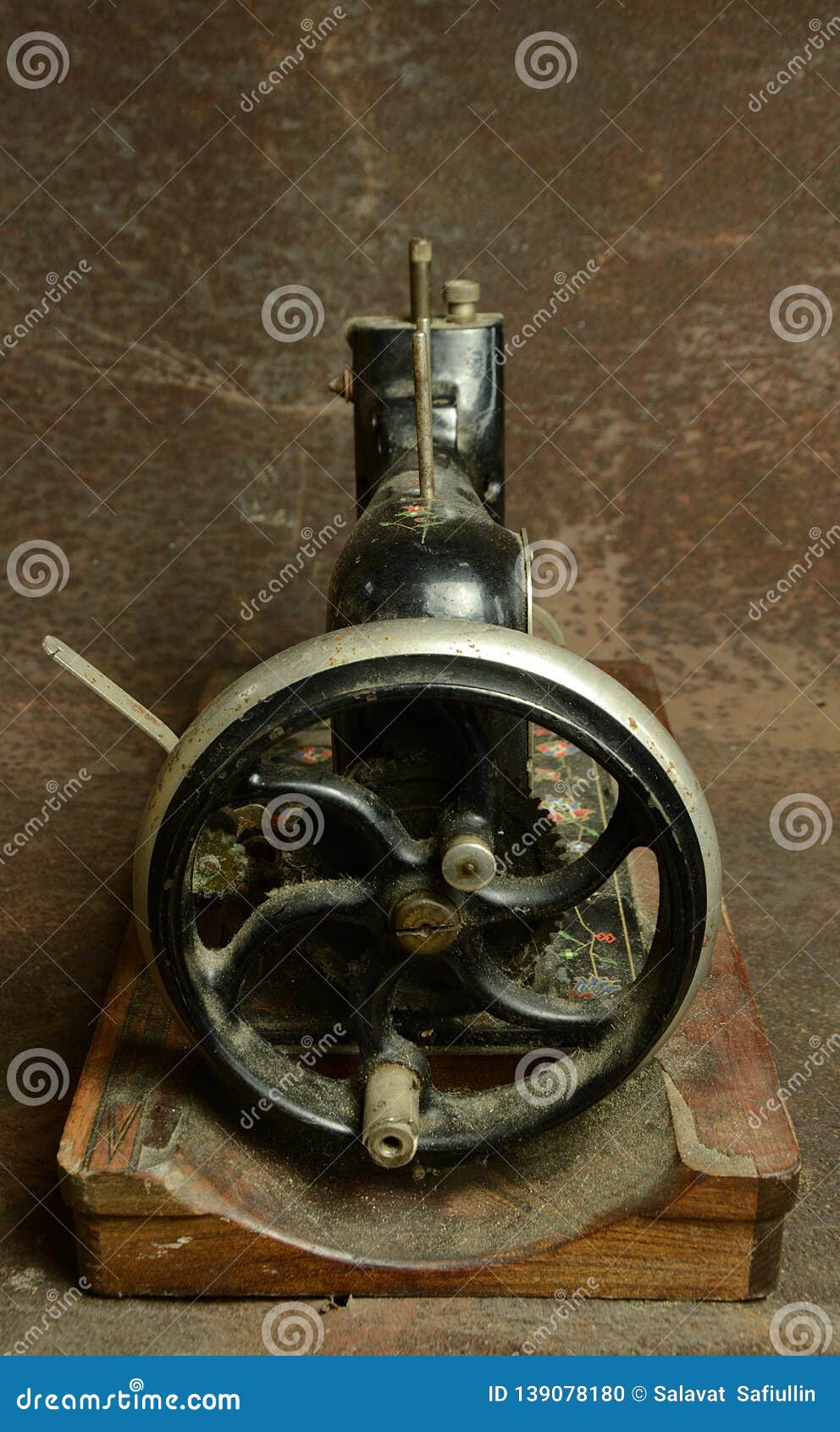 Old German Sewing Machine on a Sheet of Rusty Iron. Stock Photo - Image ...