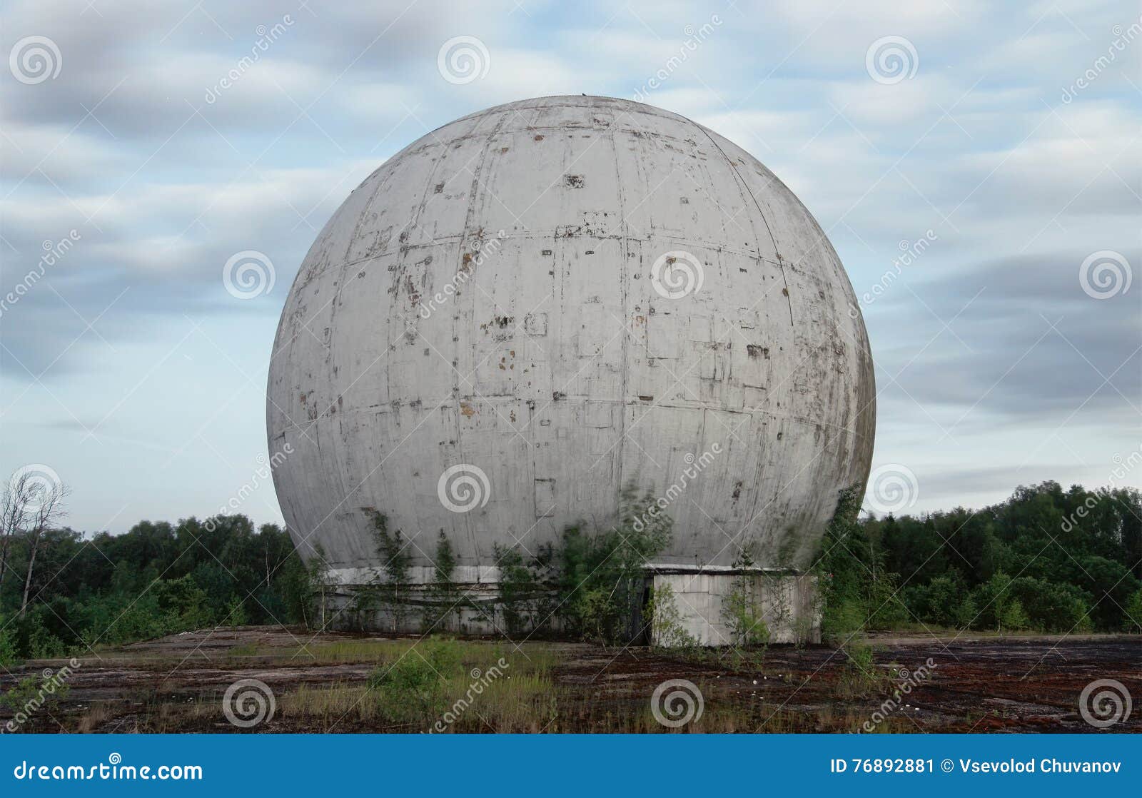 Old Big Dome Of A Radar Antenna On The Roof Of The Building Of A ...