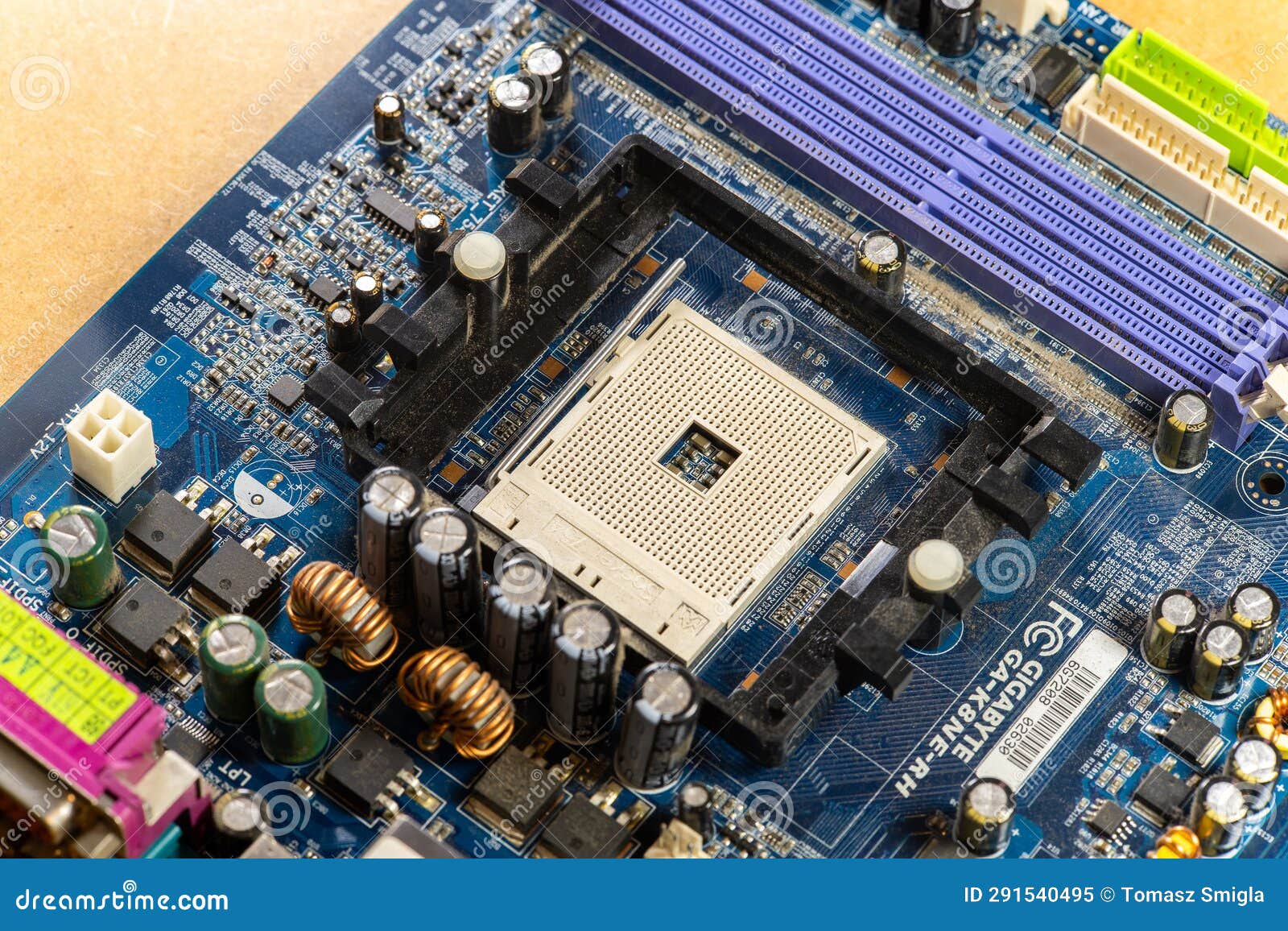 Old GigaByte Motherboard with an Empty CPU Socket, No Processor ...