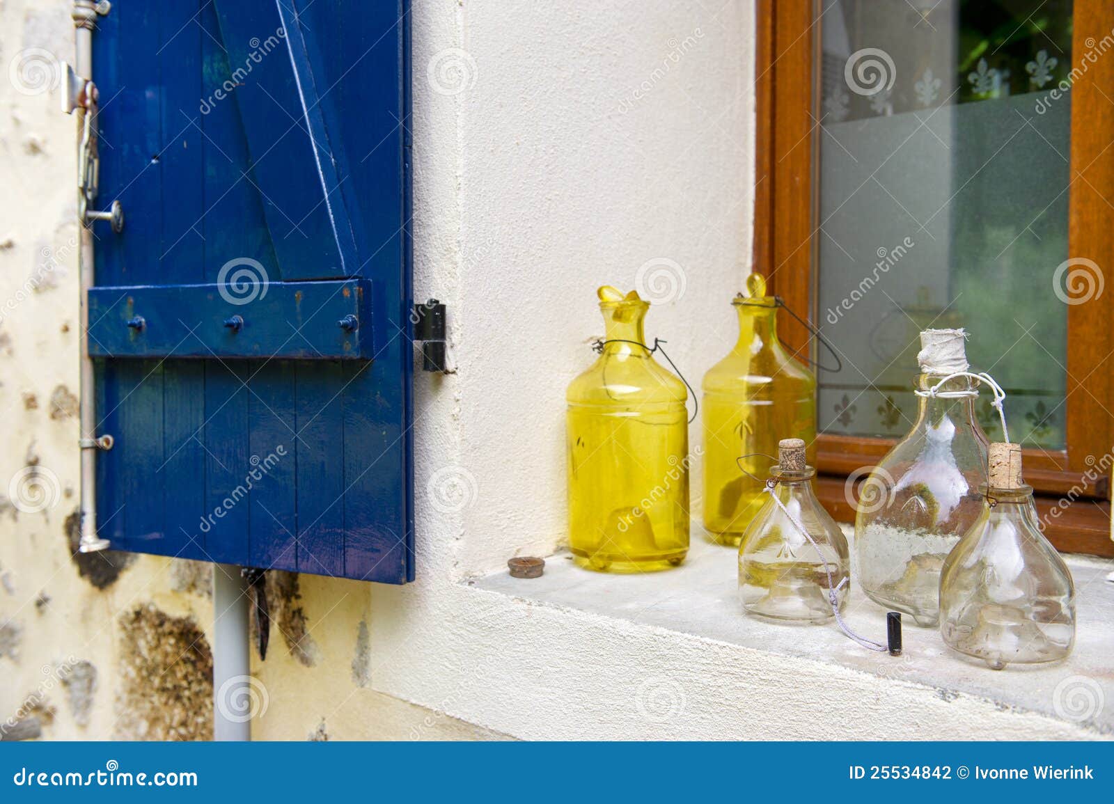 Old Glass Bottles in Window Stock Photo - Image of house, still: 25534842