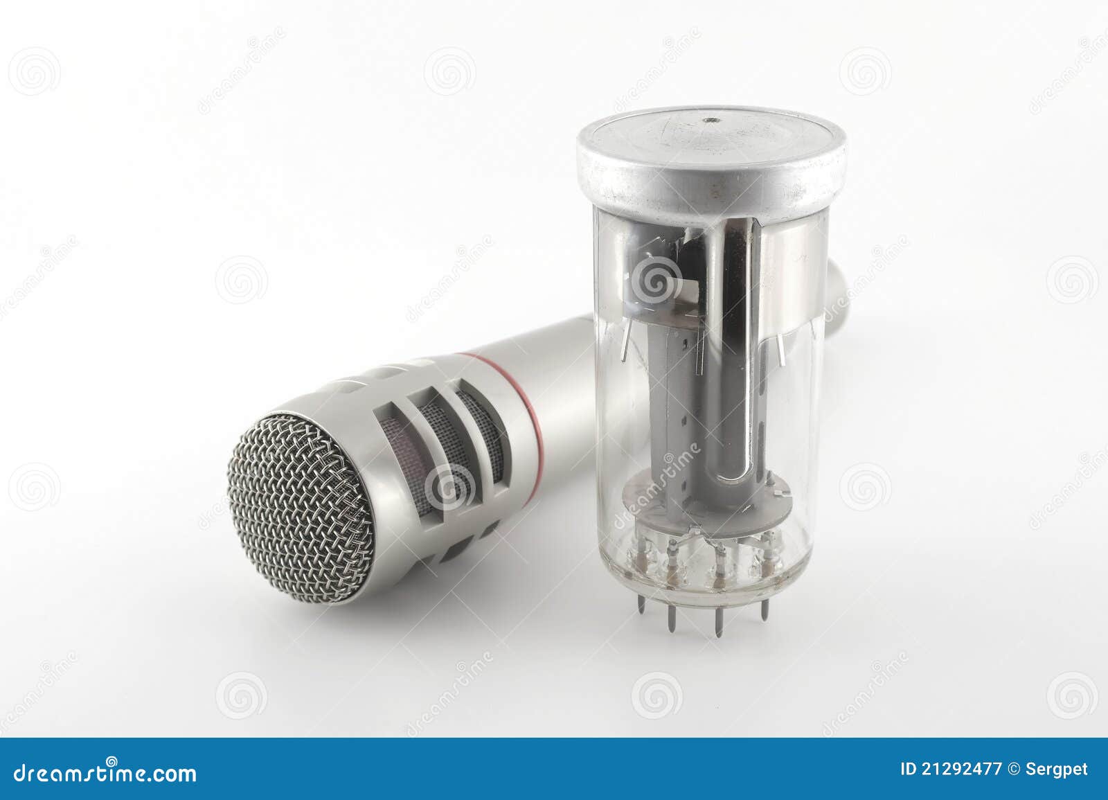 Old Glass Triode (valve) and Microphone Stock Image - Image of silver ...