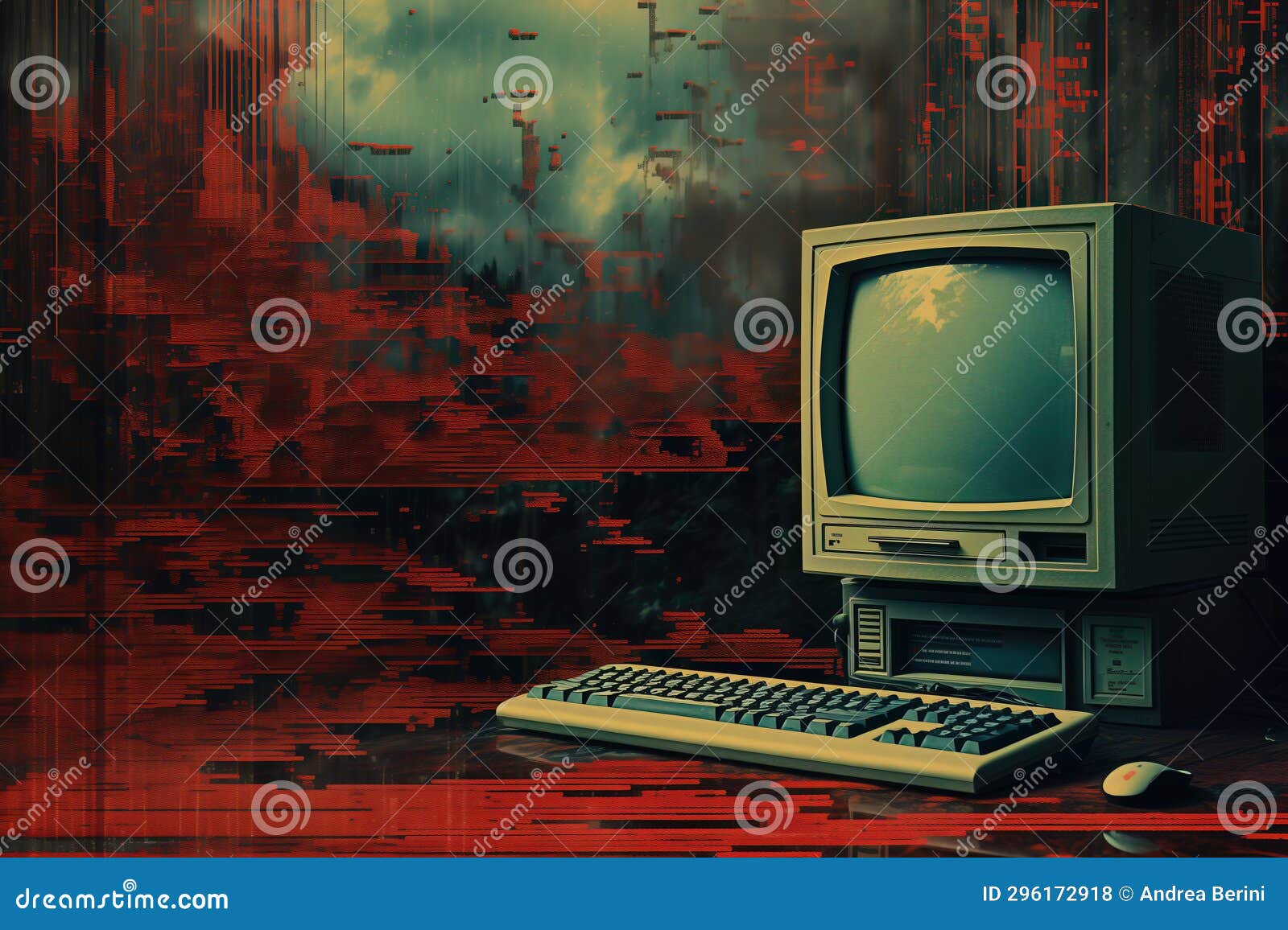 Old glitchy pc stock illustration. Illustration of cyber - 296172918