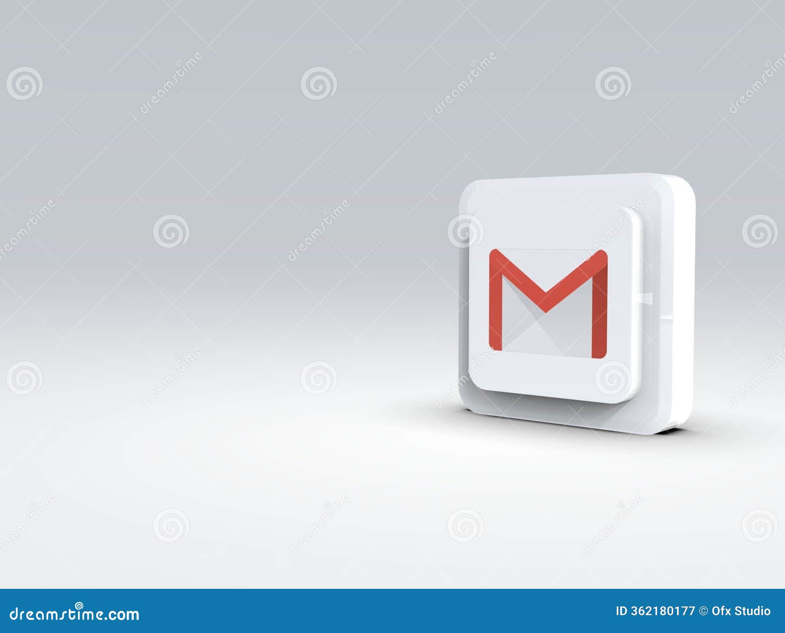 Old Gmail App 3d Render, White Background Isolated Button Side View ...