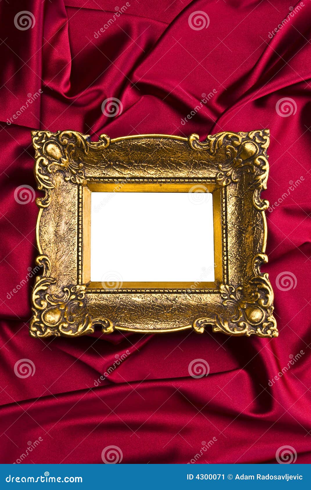 Old Gold Frame on Red Satin Stock Image - Image of antique, clipping ...