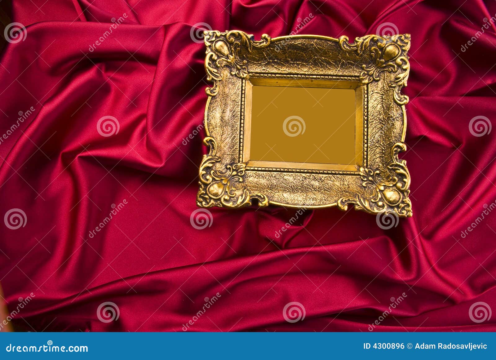 Old Gold Frame on Red Satin Stock Photo - Image of fashioned, isolated ...
