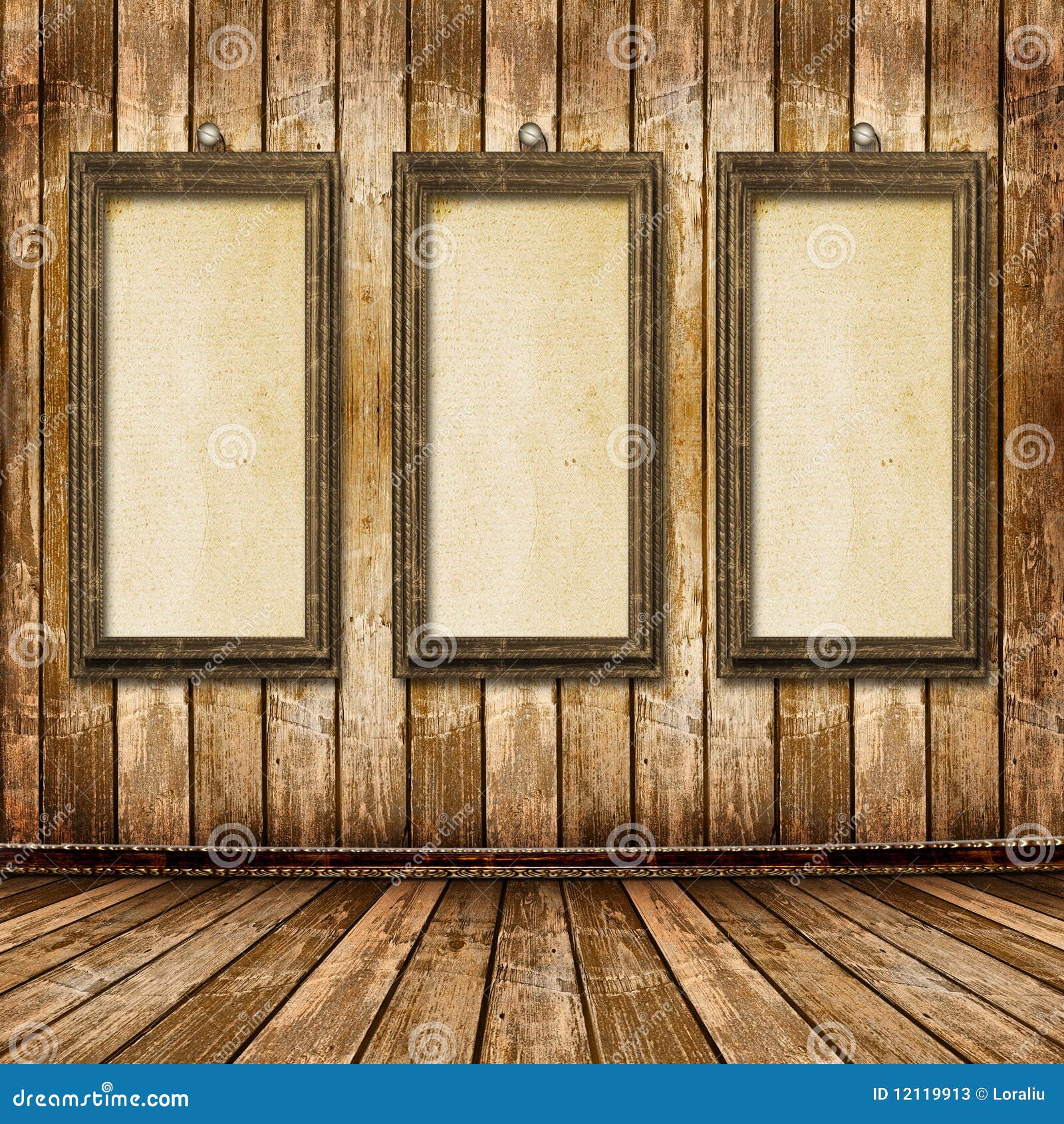 Old Gold Frames Victorian Style on the Wall Stock Image - Image of ...