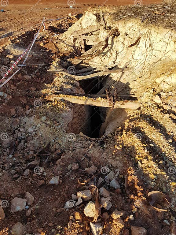 Old Gold Mine Open Stope Danger Tape Goldfields Western Australia Stock ...