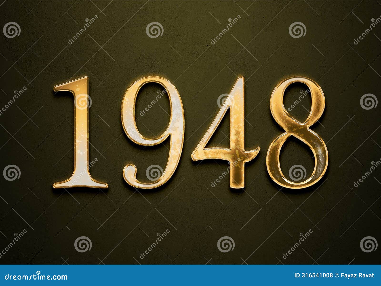 Old Gold Effect of 1948 Number with 3D Glossy Style Mockup. Stock Photo ...