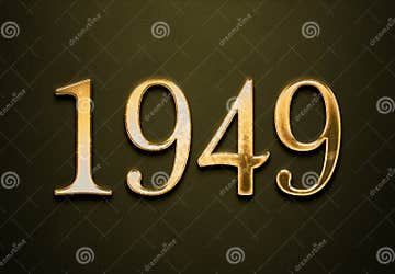Old Gold Effect of 1949 Number with 3D Glossy Style Mockup. Stock Image ...