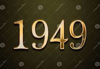 Old Gold Effect of 1949 Number with 3D Glossy Style Mockup. Stock Image ...