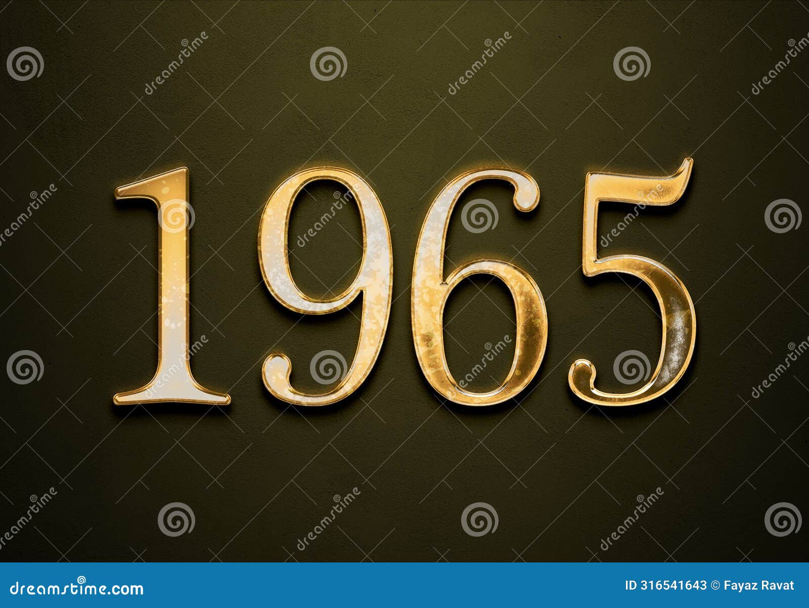 Old Gold Effect of 1965 Number with 3D Glossy Style Mockup. Stock Image ...