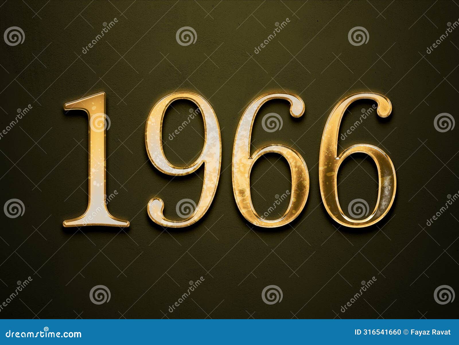 Old Gold Effect of 1966 Number with 3D Glossy Style Mockup. Stock Photo ...