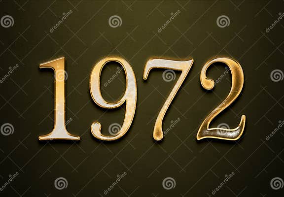 Old Gold Effect of 1972 Number with 3D Glossy Style Mockup. Stock Photo ...
