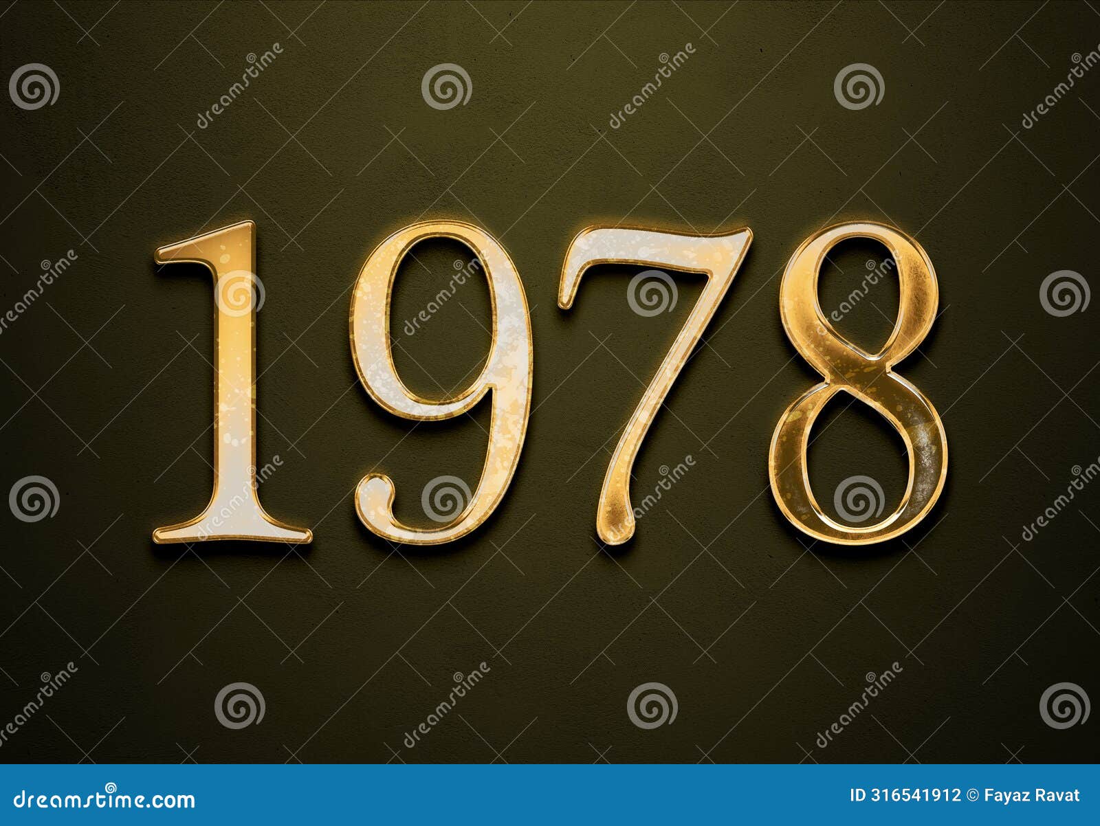 Old Gold Effect of 1978 Number with 3D Glossy Style Mockup. Stock ...