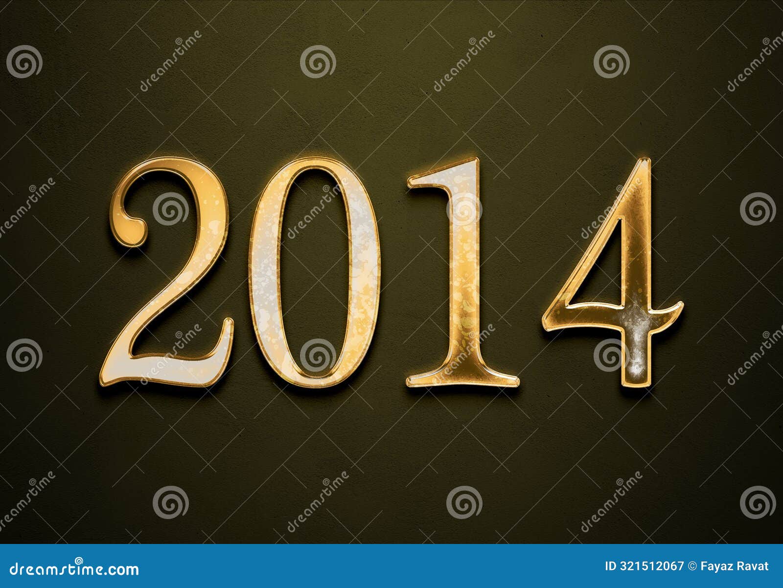 Old Gold Effect of 2014 Number with 3D Glossy Style Mockup. Stock Image ...