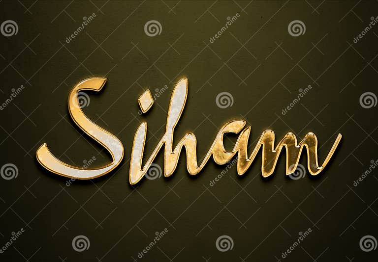 Old Gold Text Effect of Arabic Name Siham with 3D Glossy Style Mockup ...