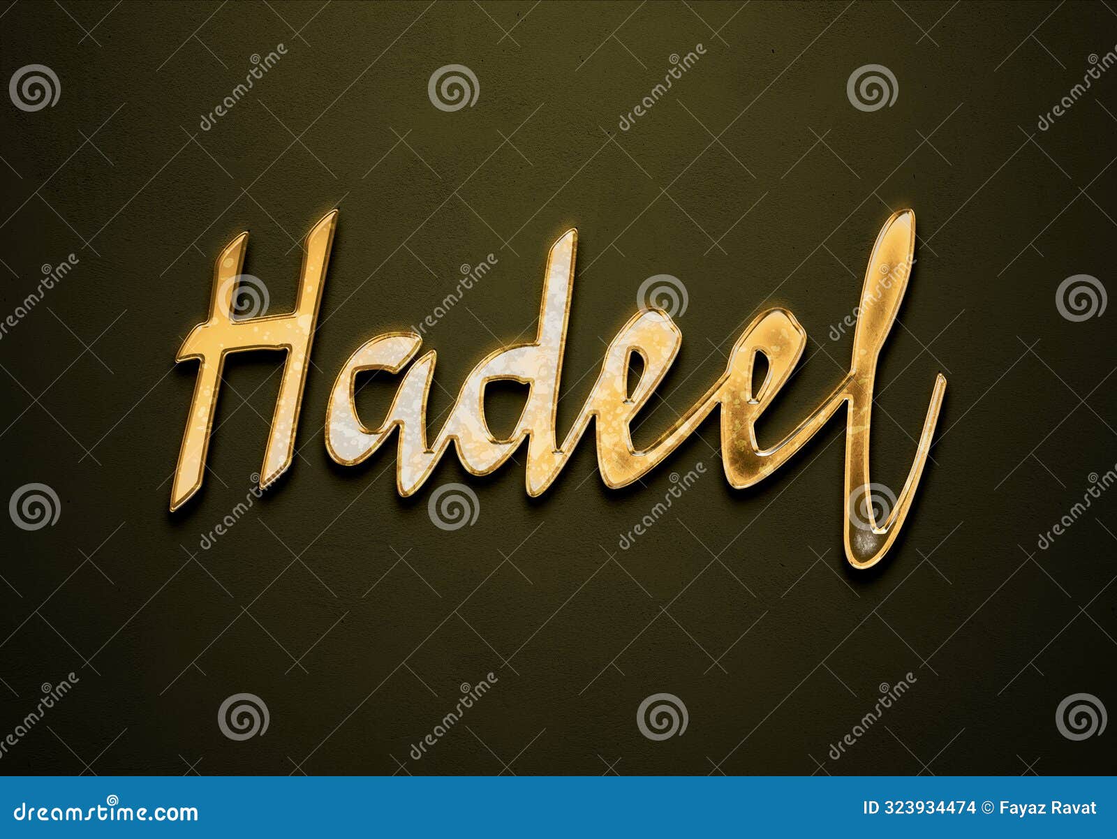 Old Gold Text Effect of Arabic Name Hadeel with 3D Glossy Style Mockup ...