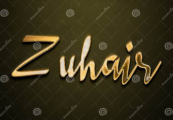Old Gold Text Effect of Arabic Name Zuhair with 3D Glossy Style Mockup ...