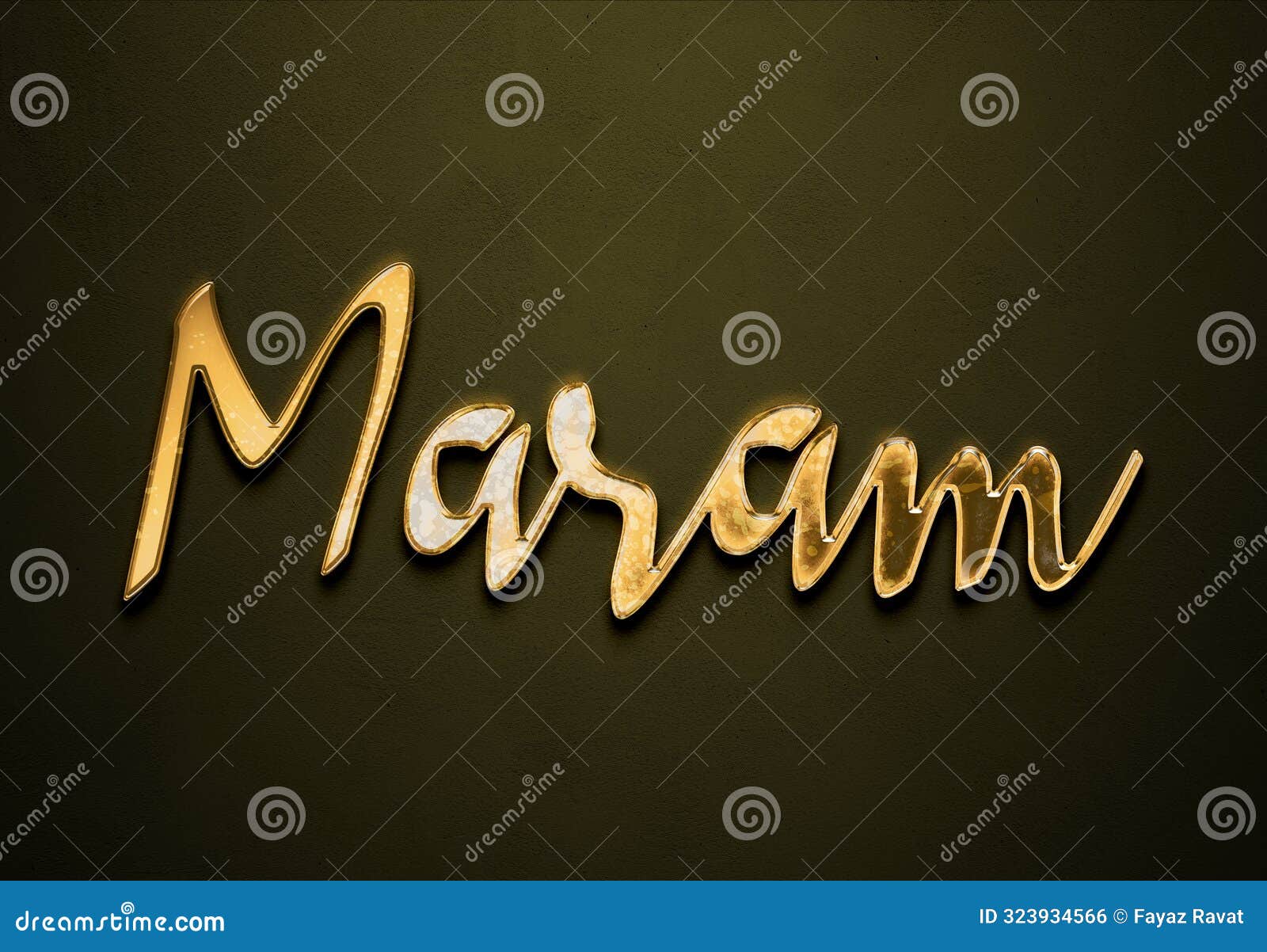 Old Gold Text Effect of Arabic Name Maram with 3D Glossy Style Mockup ...