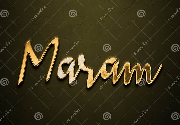 Old Gold Text Effect of Arabic Name Maram with 3D Glossy Style Mockup ...