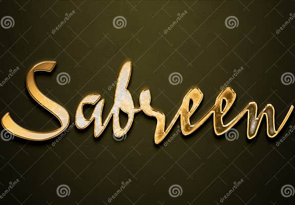 Old Gold Text Effect of Arabic Name Sabreen with 3D Glossy Style Mockup ...