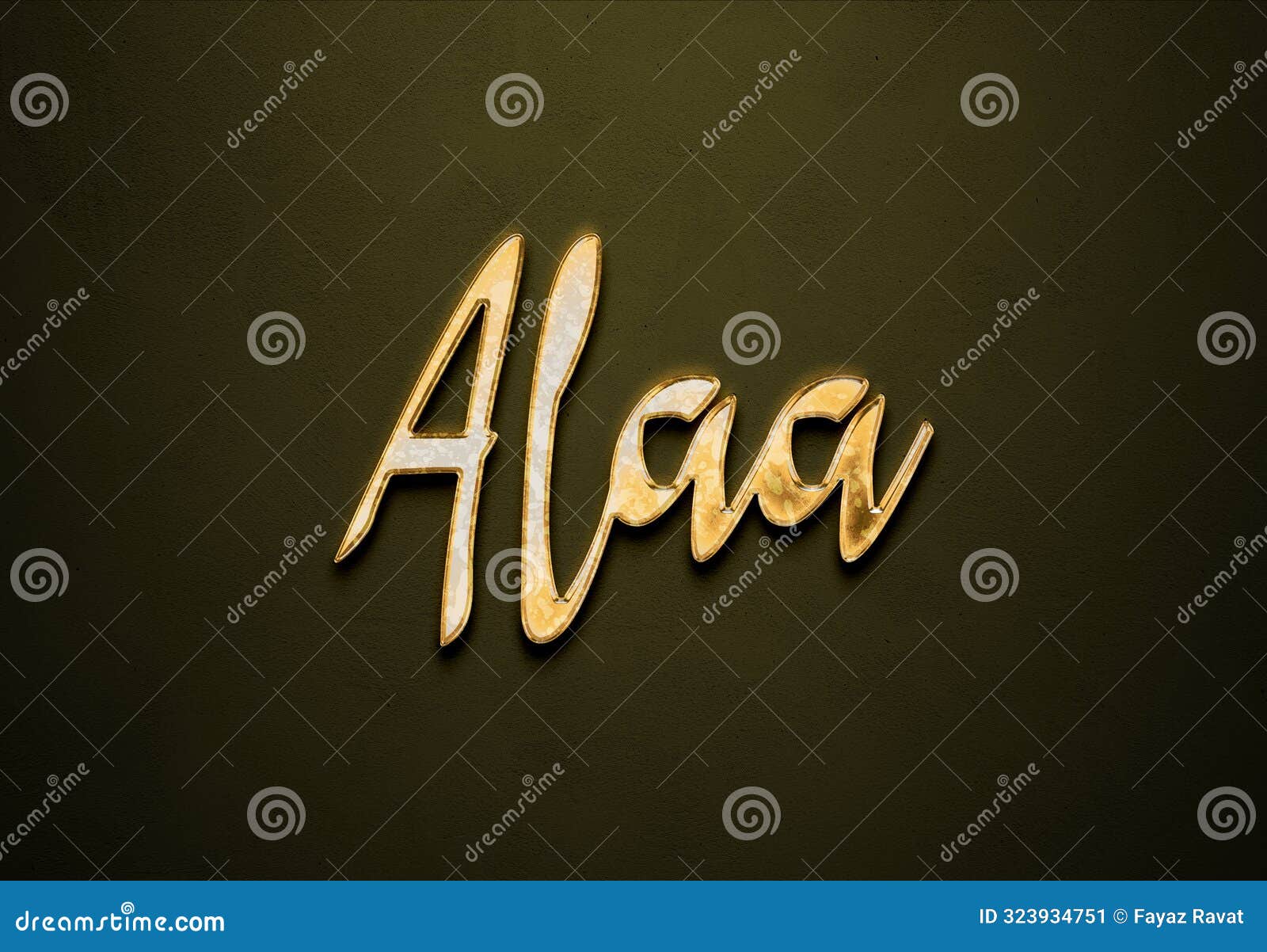 Old Gold Text Effect Of Arabic Name Alaa With 3D Glossy Style Mockup ...