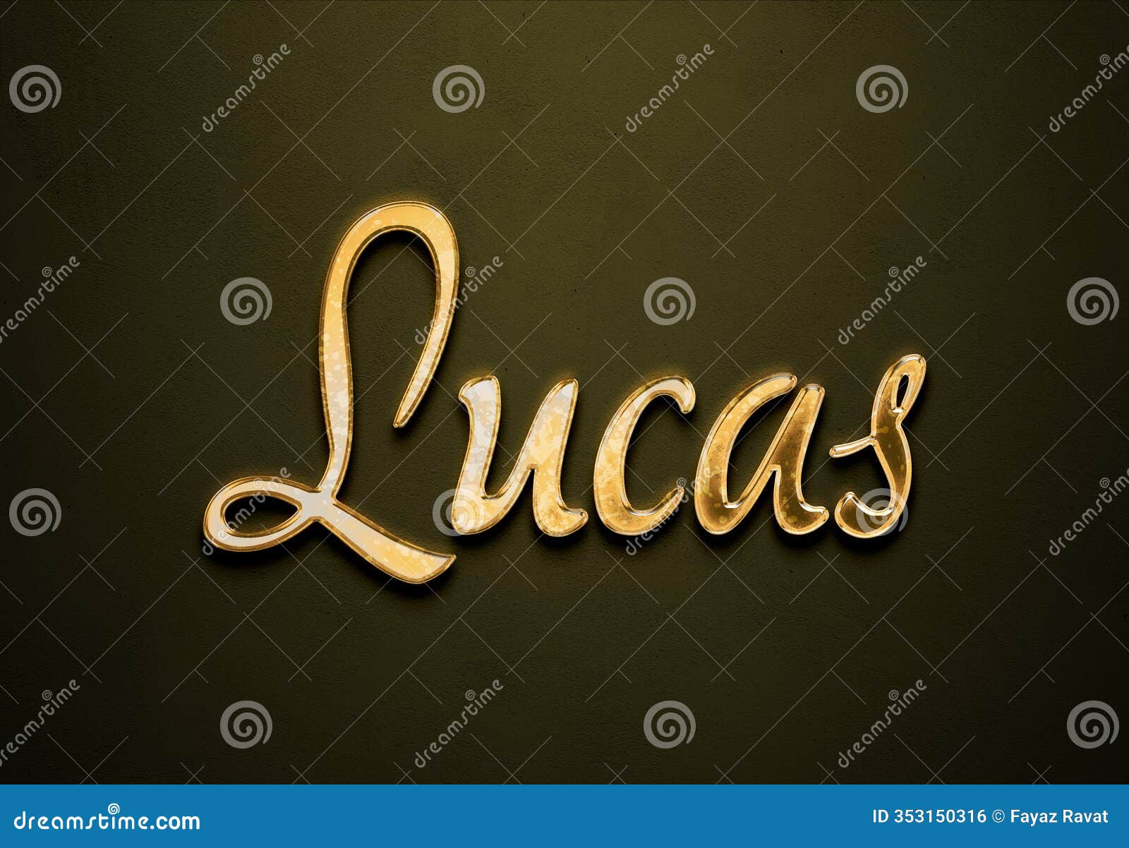 Old Gold Text Effect Of Name Lucas With 3D Glossy Style Mockup. Stock ...