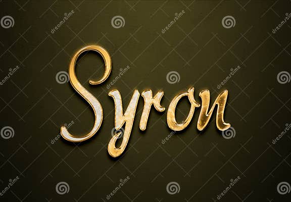 Old Gold Text Effect of Name Syron with 3D Glossy Style Mockup. Stock ...