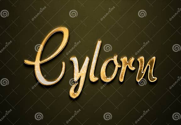Old Gold Text Effect of Name Cylorn with 3D Glossy Style Mockup. Stock ...
