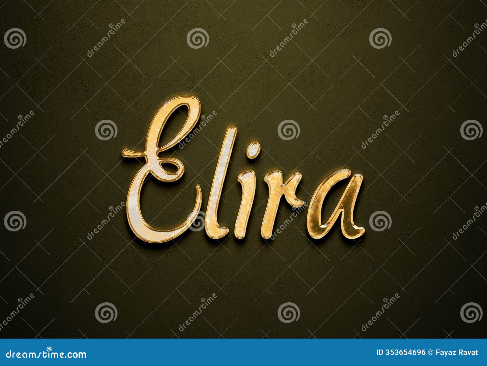 Old Gold Text Effect of Name Elira with 3D Glossy Style Mockup. Stock ...