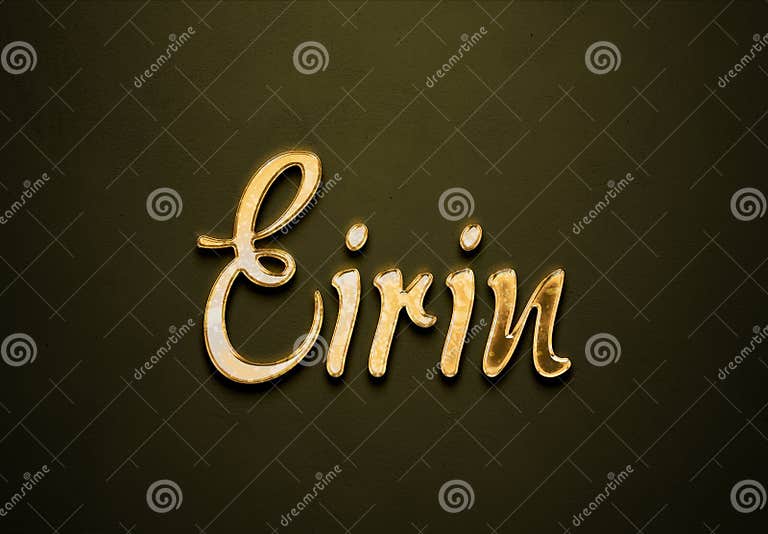 Old Gold Text Effect of Name Eirin with 3D Glossy Style Mockup. Stock ...