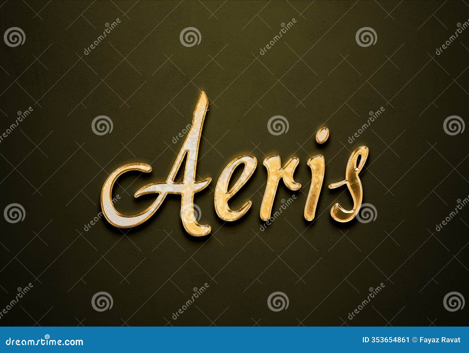 Old Gold Text Effect of Name Aeris with 3D Glossy Style Mockup. Stock ...