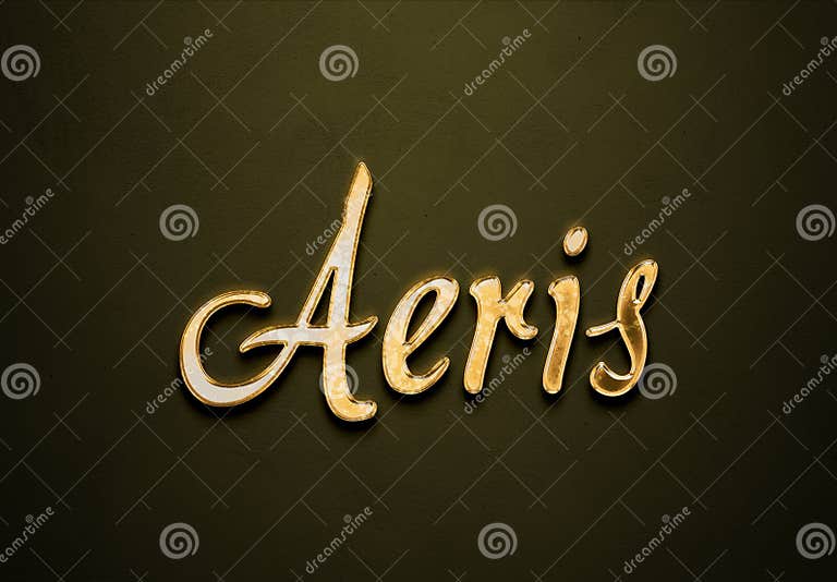 Old Gold Text Effect of Name Aeris with 3D Glossy Style Mockup. Stock ...