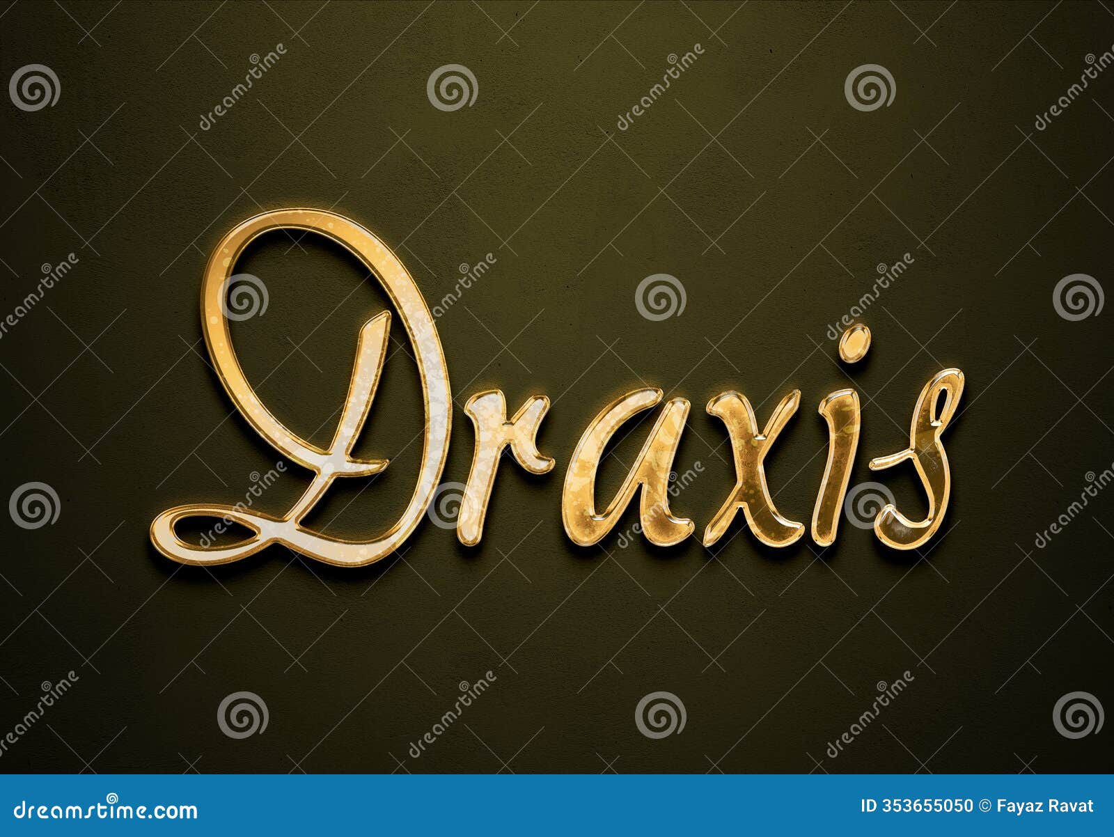 Old Gold Text Effect of Name Draxis with 3D Glossy Style Mockup. Stock ...