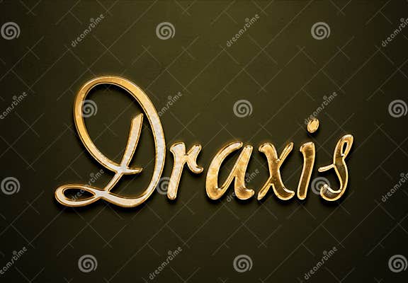 Old Gold Text Effect of Name Draxis with 3D Glossy Style Mockup. Stock ...