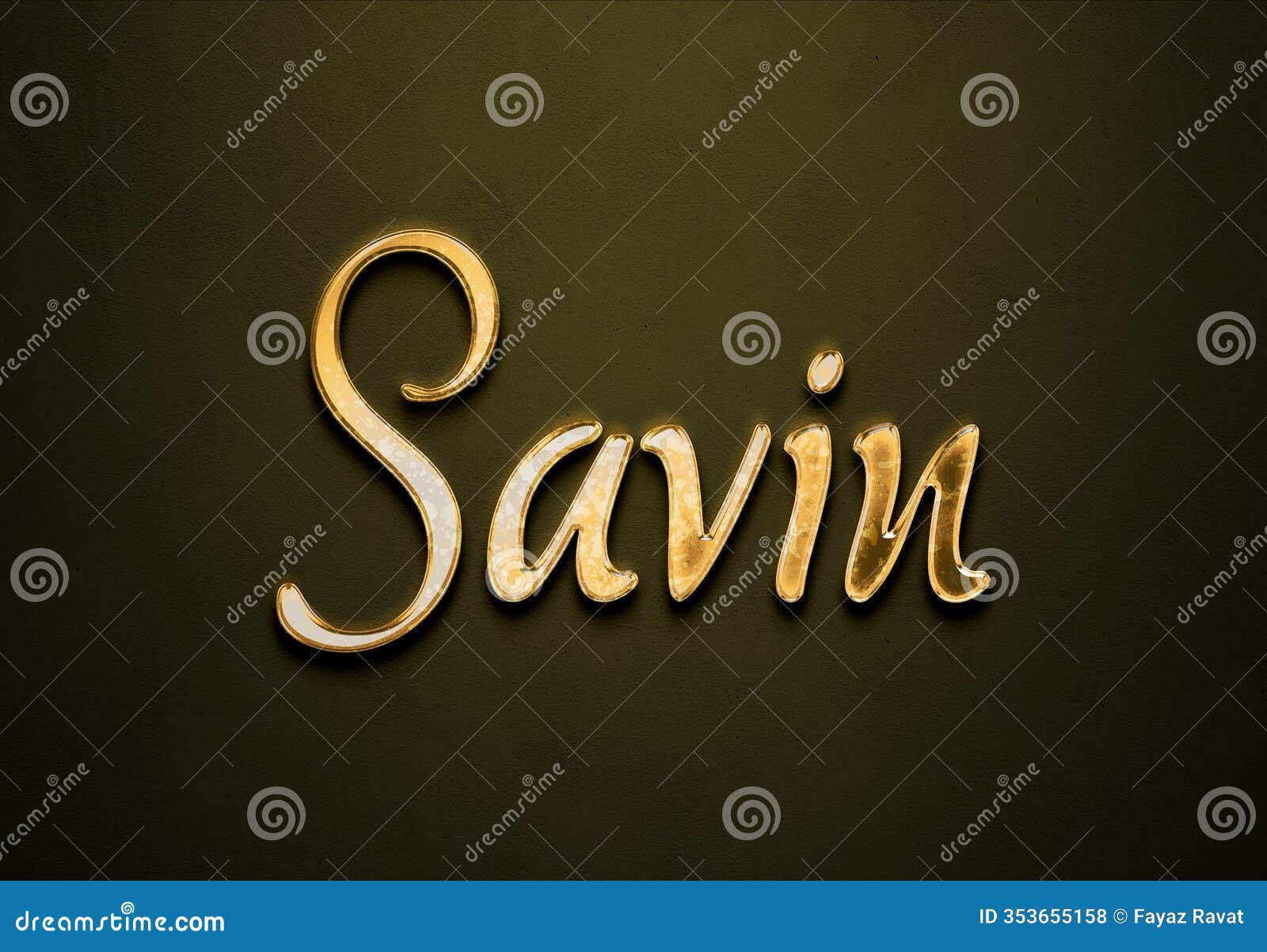 Old Gold Text Effect of Name Savin with 3D Glossy Style Mockup. Stock ...