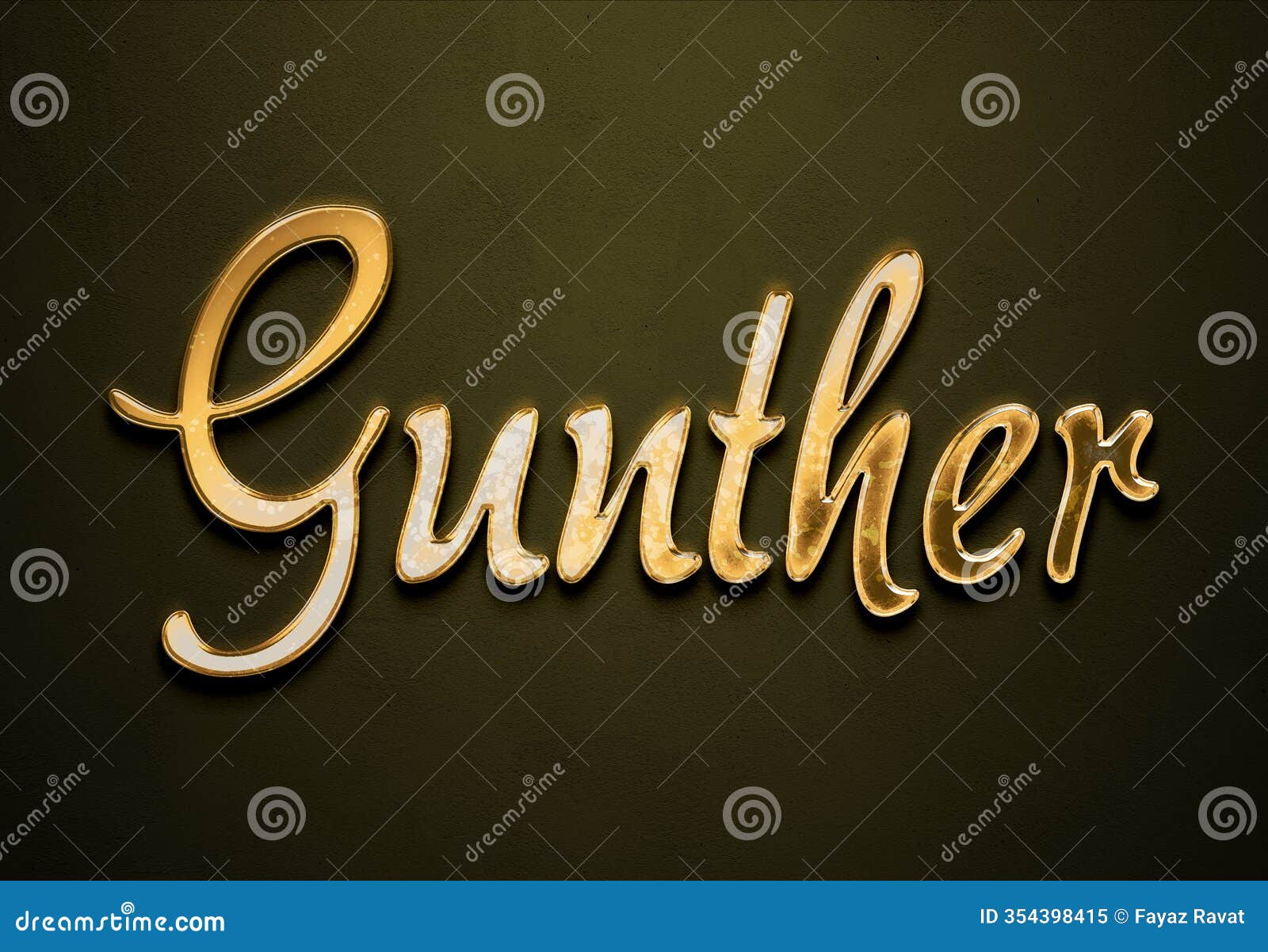 Old Gold Text Effect of Name Gunther with 3D Glossy Style Mockup. Stock ...