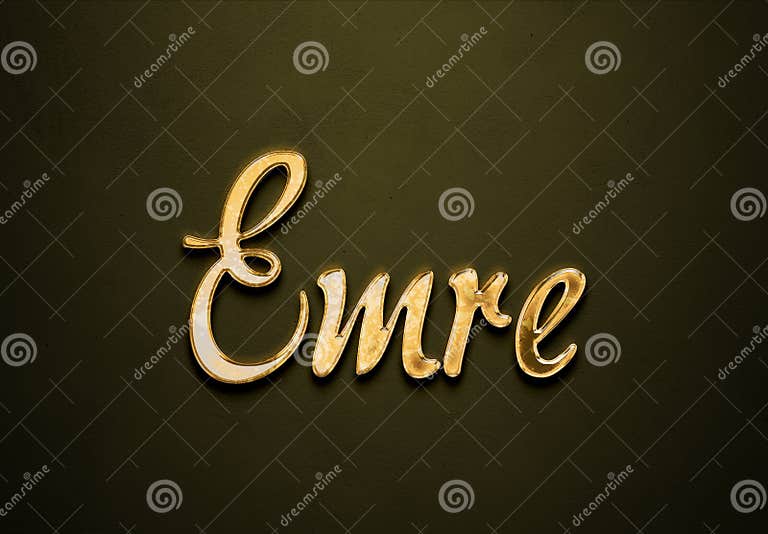 Old Gold Text Effect of Name Emre with 3D Glossy Style Mockup. Stock ...